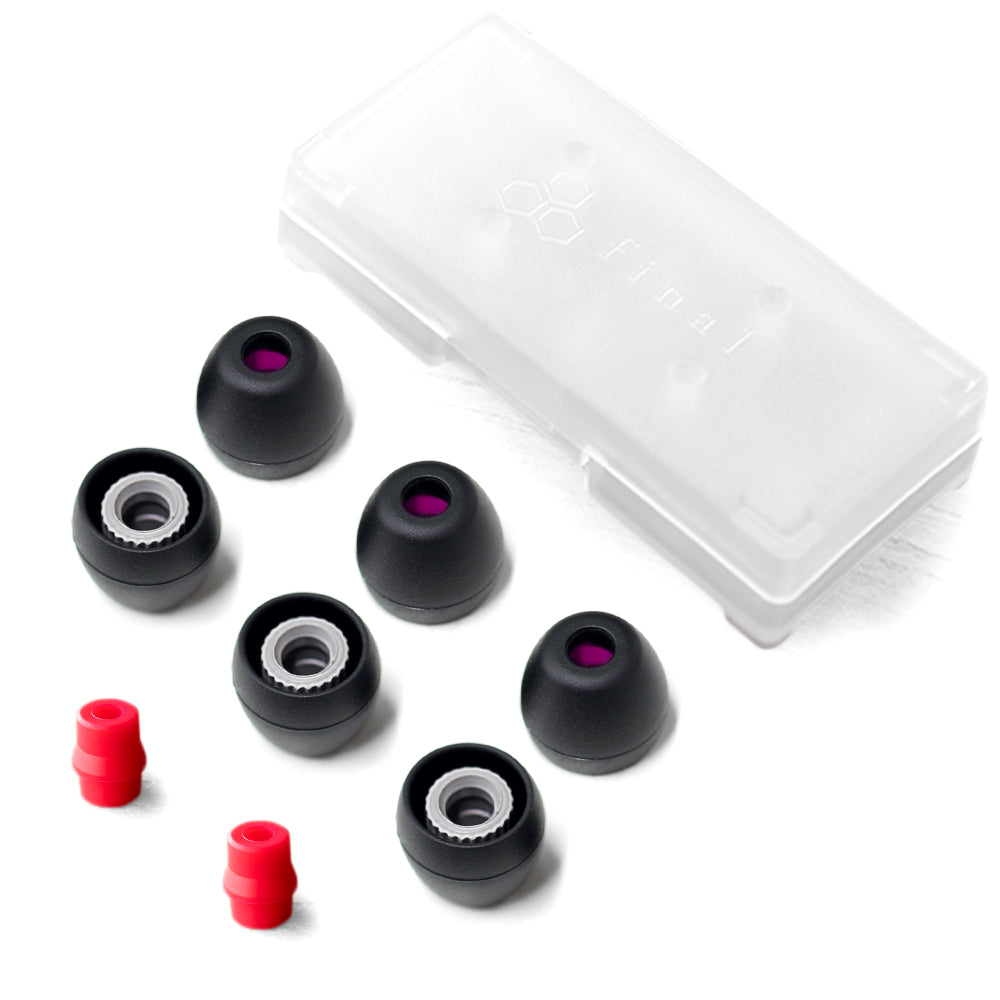 Final Audio Black+Black/Red Silicon Type E Tips kit with Case and Nozz ...