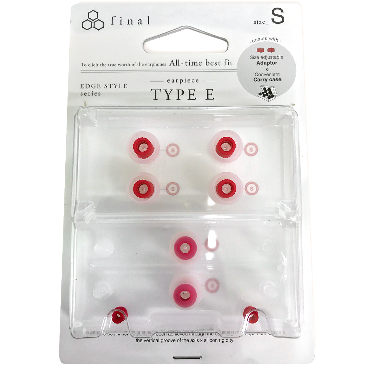 Final Audio Clear/Red Silicon Type E Tips kit with Case and Nozzle Ada ...