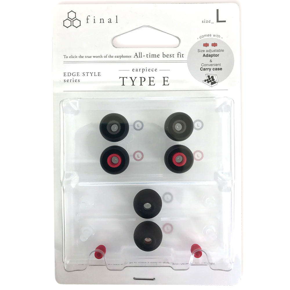 Final Audio Black+Black/Red Silicon Type E Tips kit with Case and Nozz ...