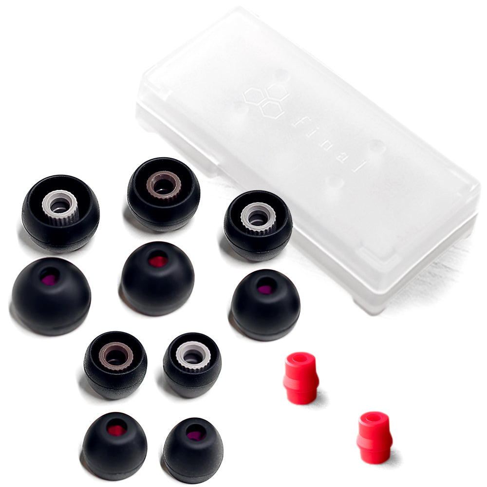 Final Audio Black+Black/Red Silicon Type E Tips kit with Case and ...